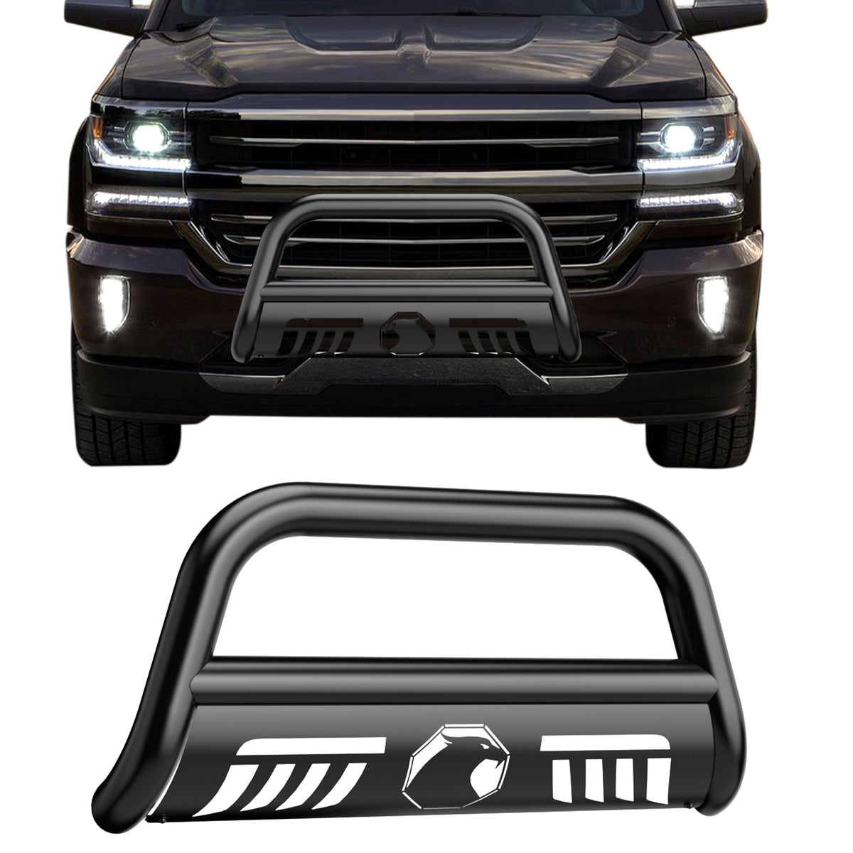 Black 3“ Bull Bar For Chevy Silverado 1500 2007-2018, Silverado LD 201 ...